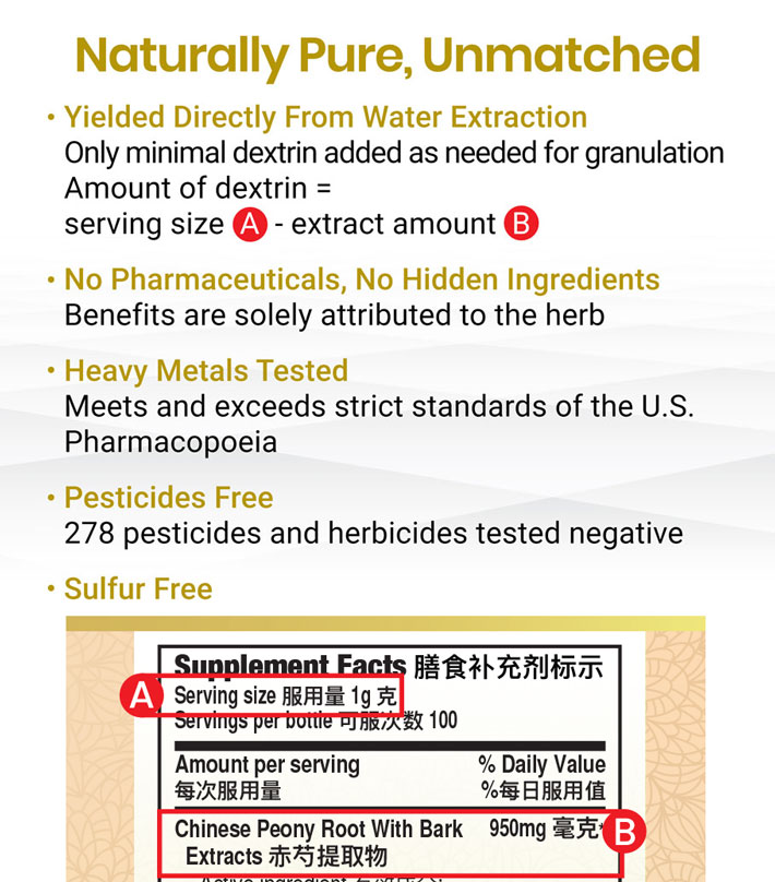 Chi Shao (Chinese Peony Root With Bark, 赤芍) extract granules | ActiveHerb